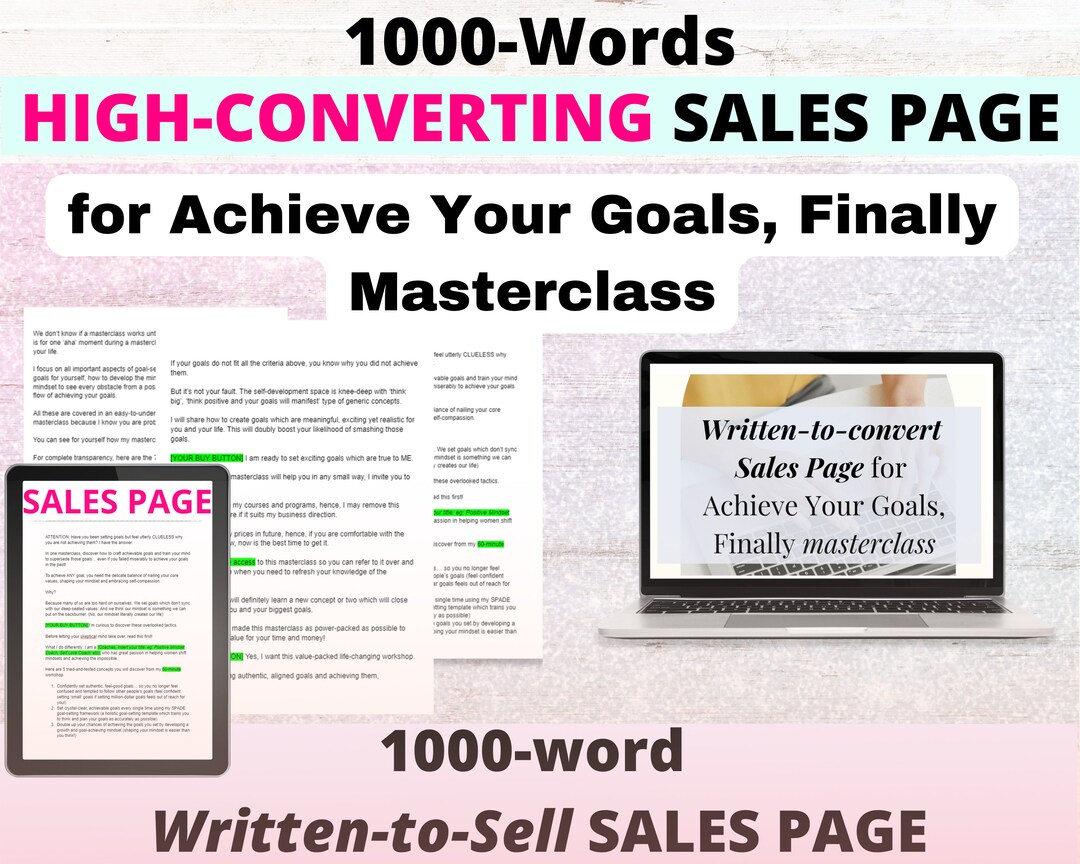 High-converting Sales Page for Achieve Your Goals, Finally Masterclass ...