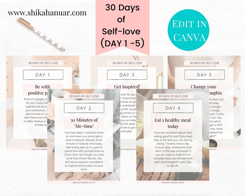 30 Day Self Love Guide | Editable Workbook | Coaching Workbook | Coach ...
