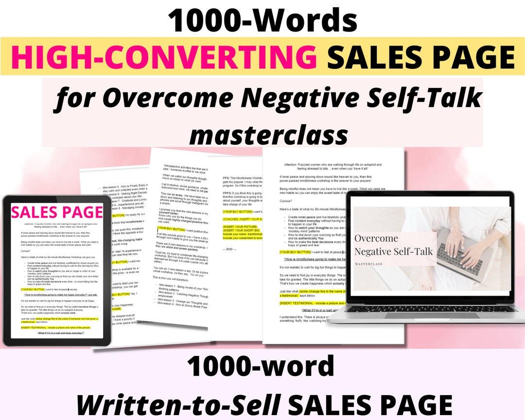 High-converting Sales Page for Overcome Negative Self Talk Masterclass ...
