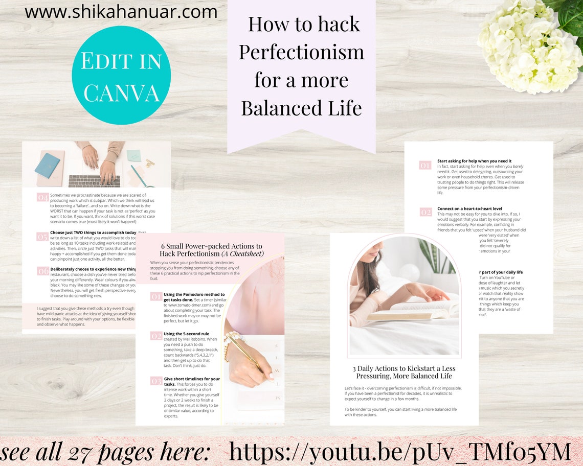 Overcome Perfectionism Life Coach Workbook Coaching Workbook | Etsy