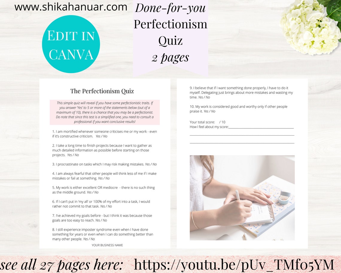 Overcome Perfectionism Life Coach Workbook Coaching Workbook | Etsy