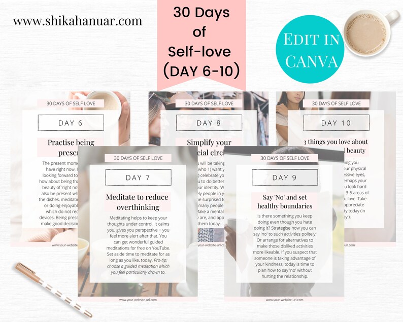 30 Day Self Love Guide | Editable Workbook | Coaching Workbook | Coach ...