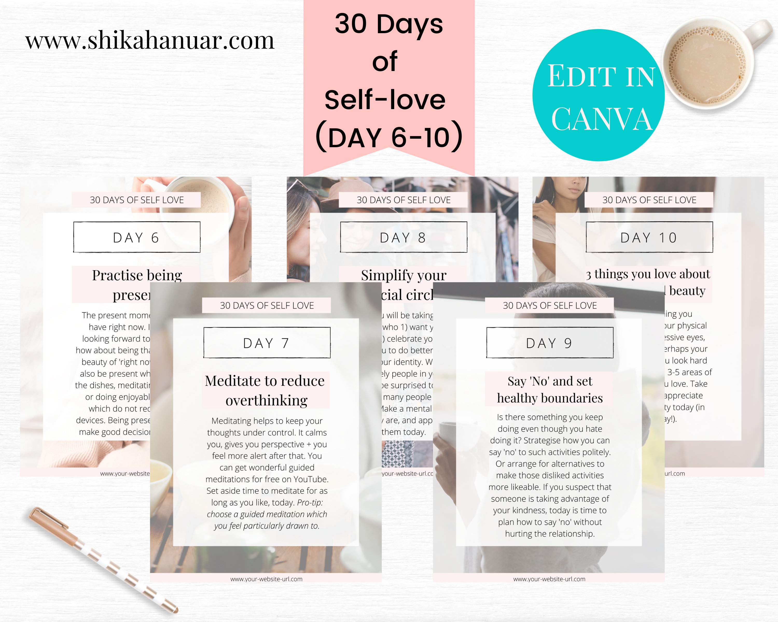 30 Day Self Love Guide | Editable Workbook | Coaching Workbook | Coach ...