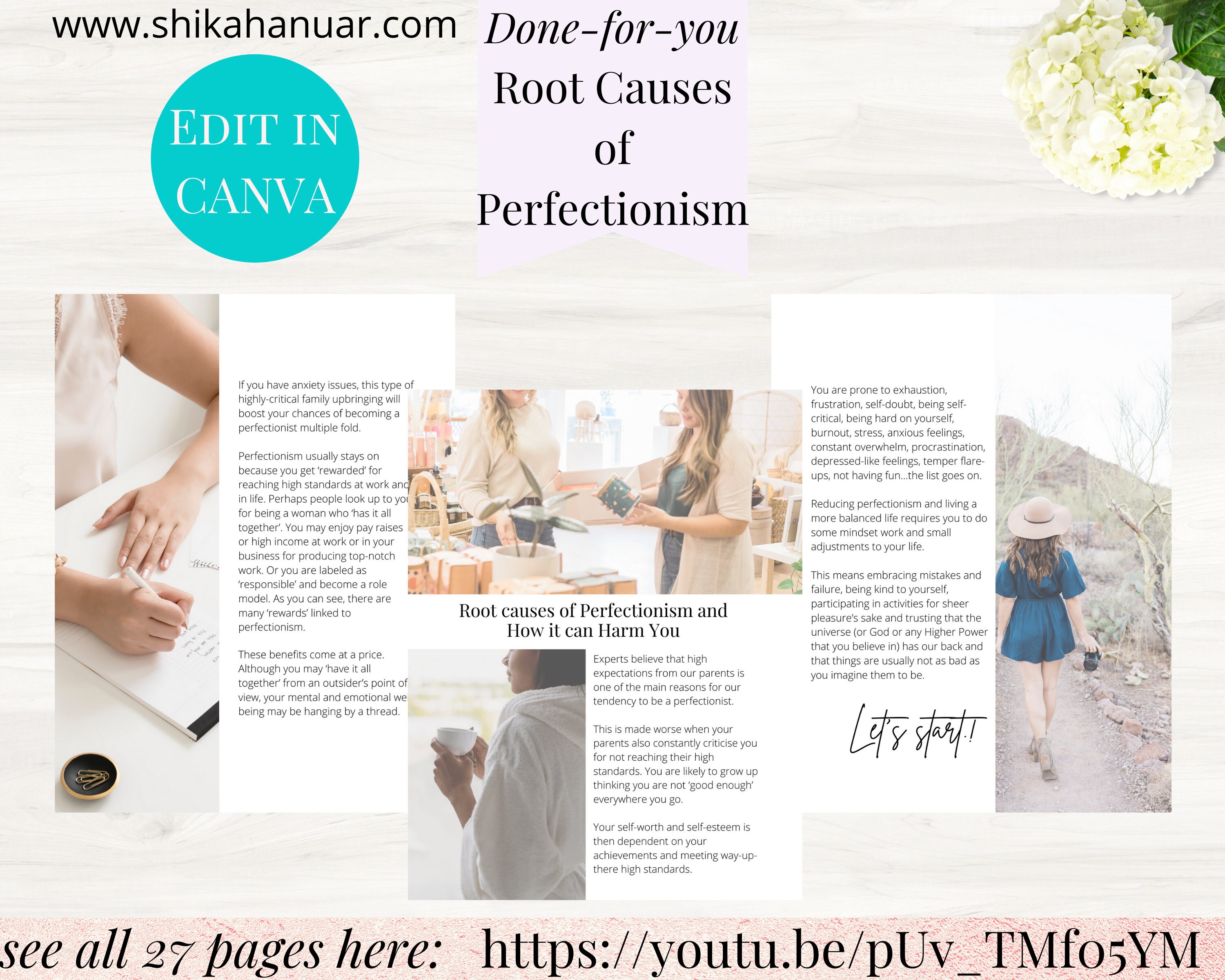 Overcome Perfectionism Life Coach Workbook Coaching Workbook | Etsy