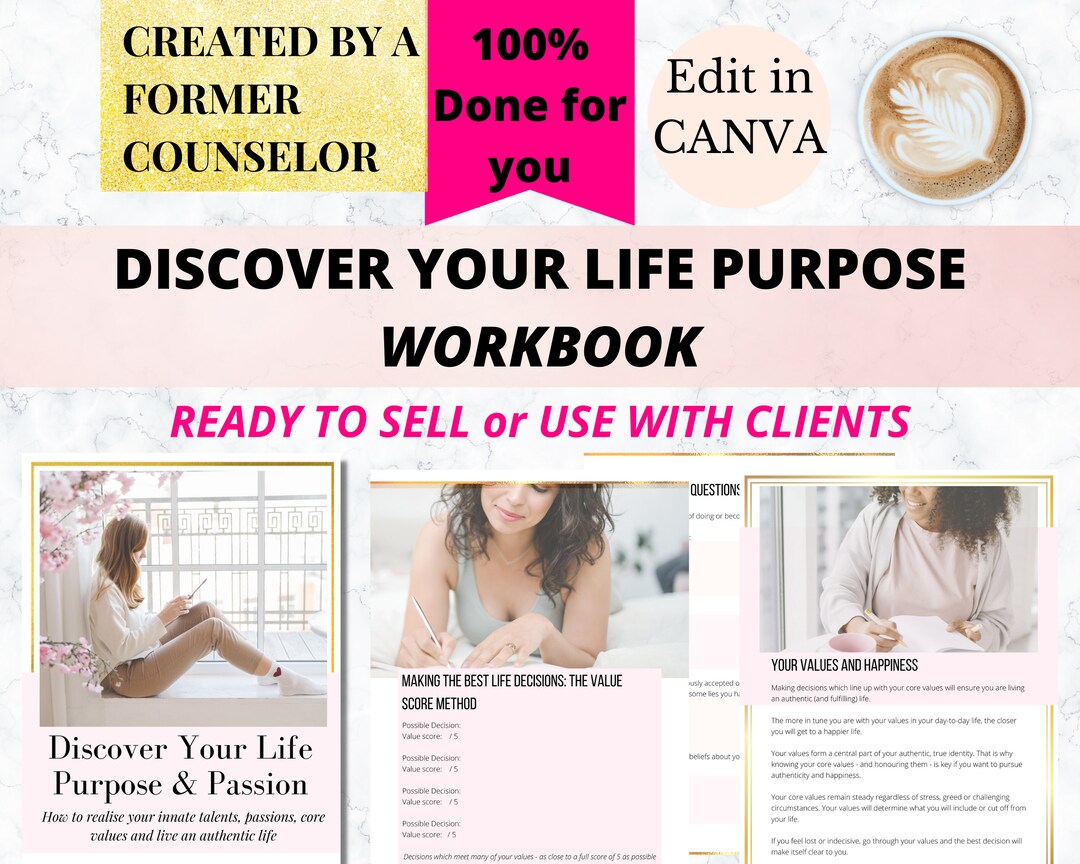 Discover Your Life Purpose Workbook | Life Coaching Tools | Coach ...