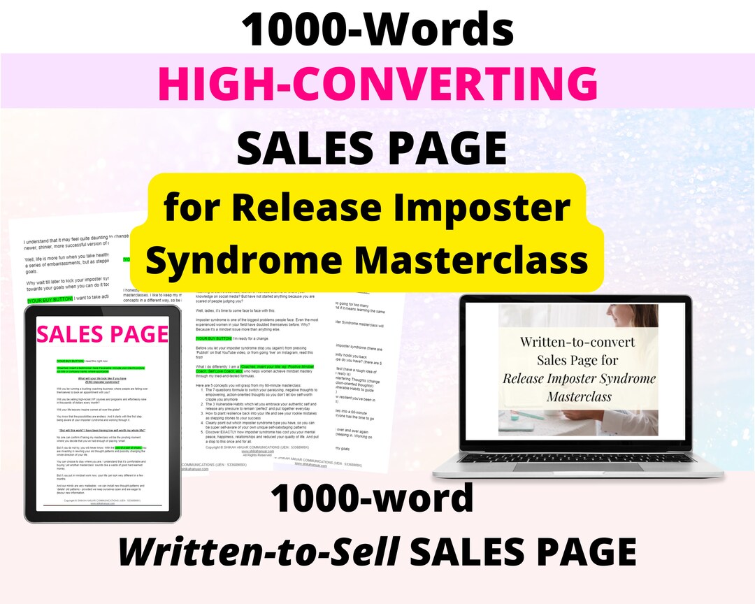 High-converting Sales Page for Release Imposter Syndrome Masterclass ...