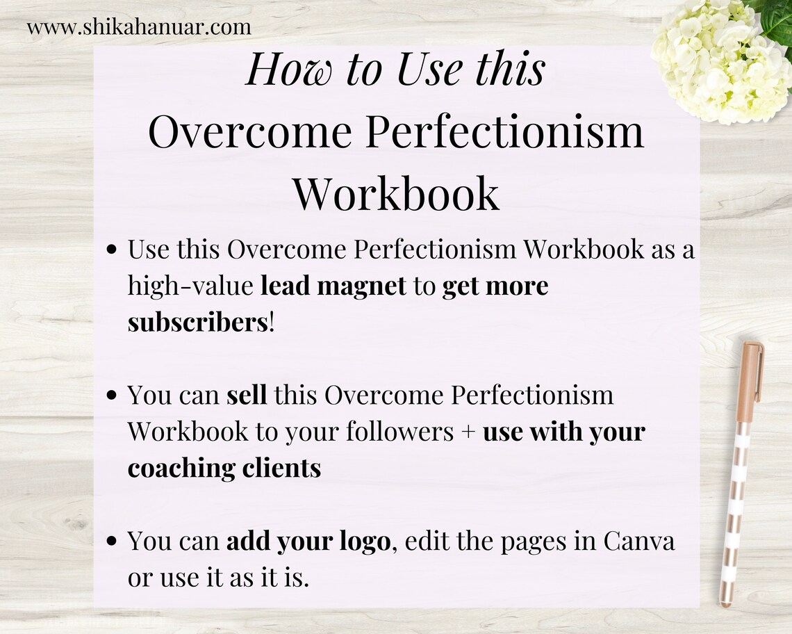 Overcome Perfectionism Life Coach Workbook Coaching Workbook - Etsy