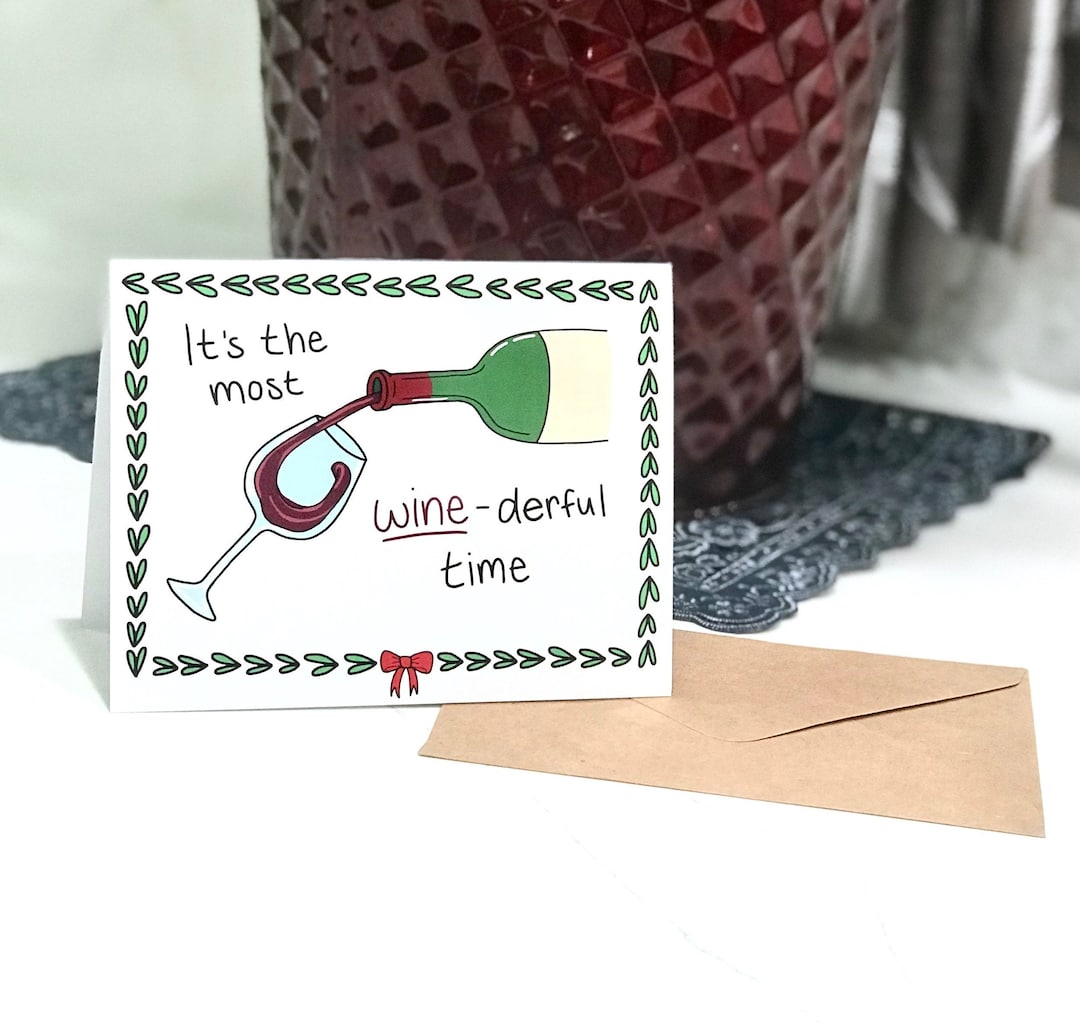Wine Christmas Card - Funny Christmas Card - Wine Greeting Card - Funny ...