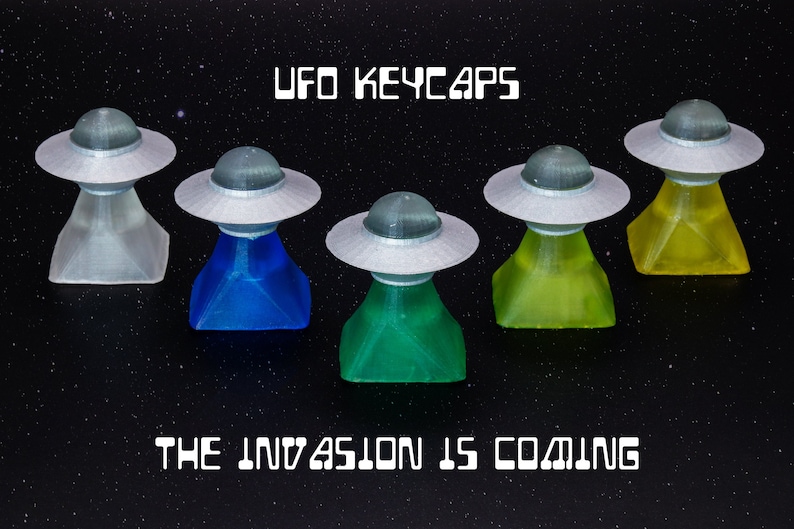 UFO Keycap - 3D Printed Resin Artisan Cherry MX XDA Keyboard Accessory ...
