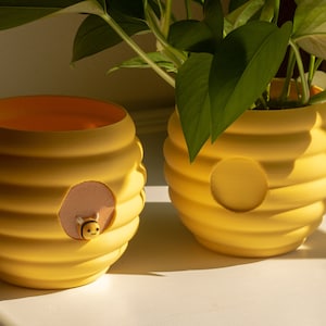 Beehive Planter - 3D Printed Yellow Spring Bee Flowerpot With Drainage ...