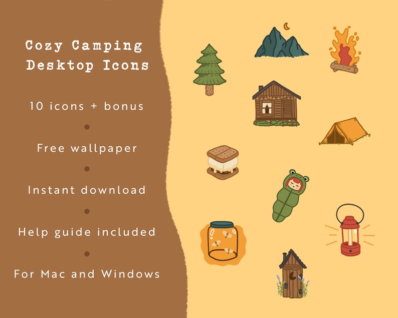 Cozy Camping Desktop Icons | Etsy