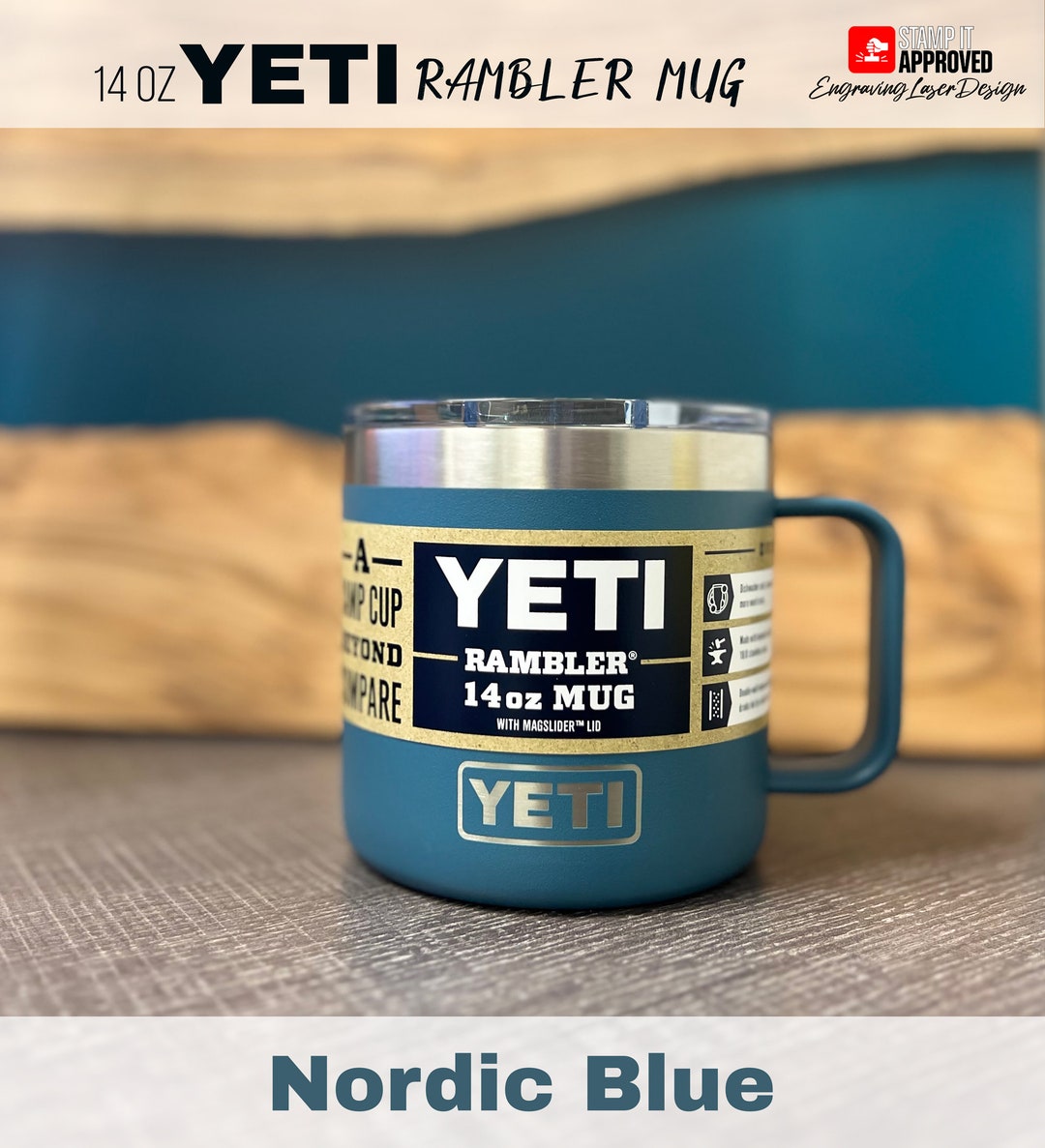 YETI MUG 14oz Nordic Blue Yeti Logo Cup Gift Yeti Mug Cup Yeti Blue Mug ...