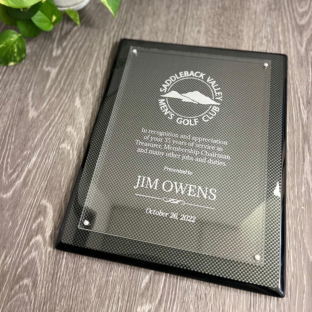 Black Piano Finish Floating Acrylic Plaque S M L Engraved Award Trophy ...