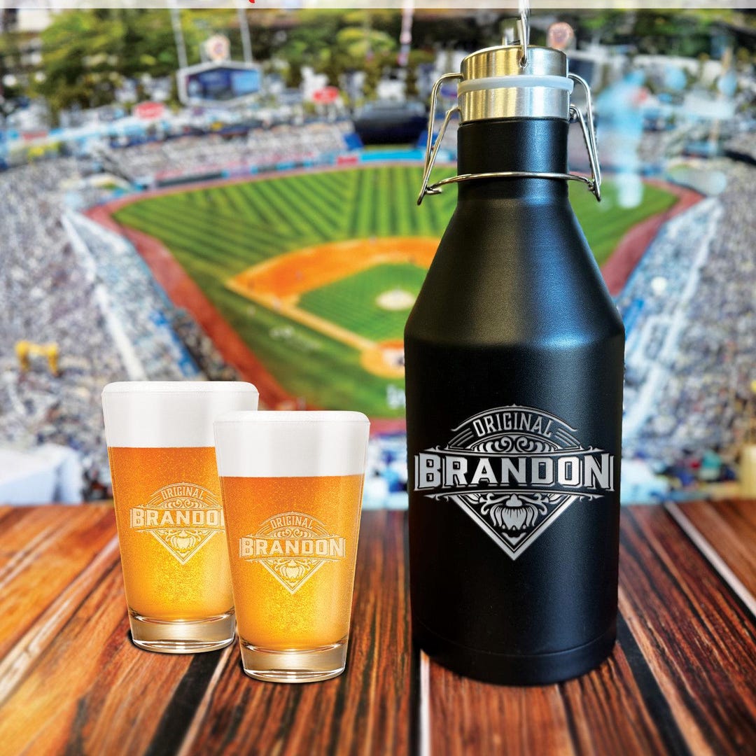 64oz Personalized Growler With Pint Glass Personalized Beer Growler ...
