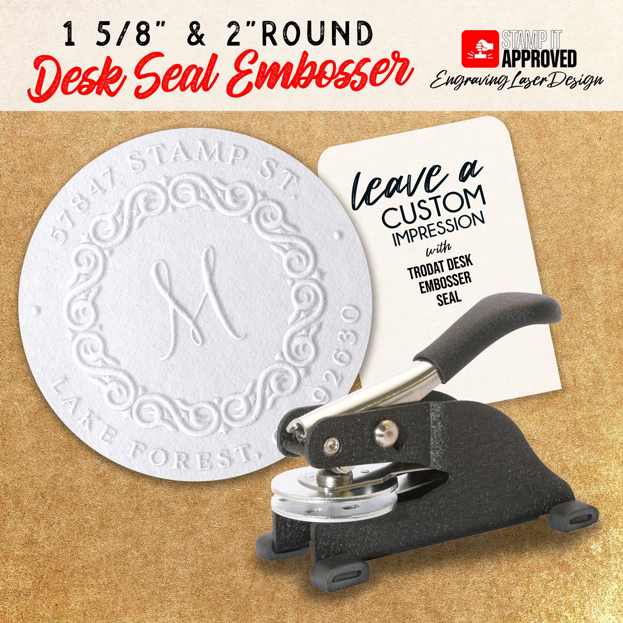 Personalized Desk Embosser: Custom Wedding, Notary, or Business Seal - Etsy