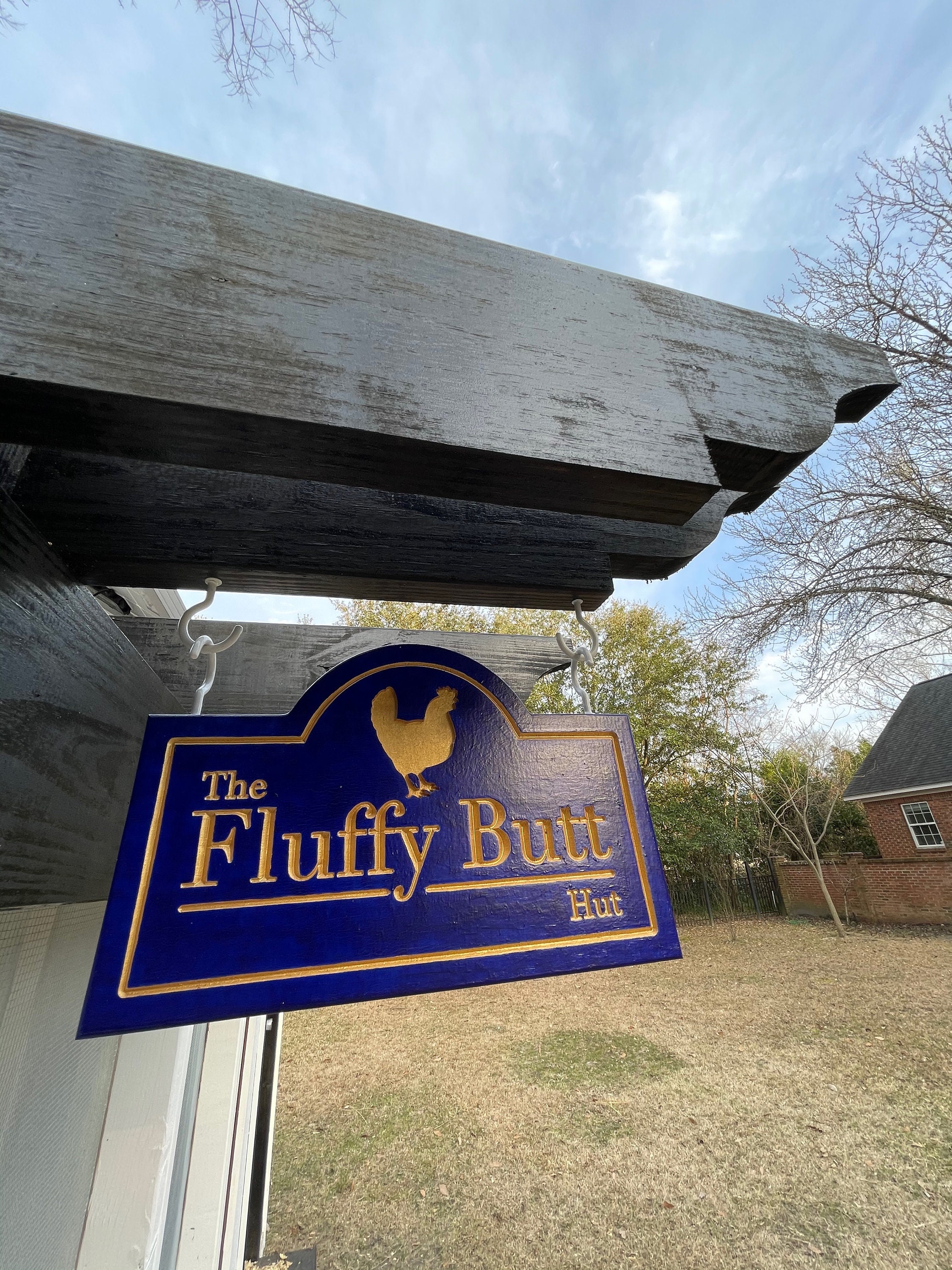 Home & Living Signs CNC Carved The Fluffy Butt Hut Chicken Sign/Door ...