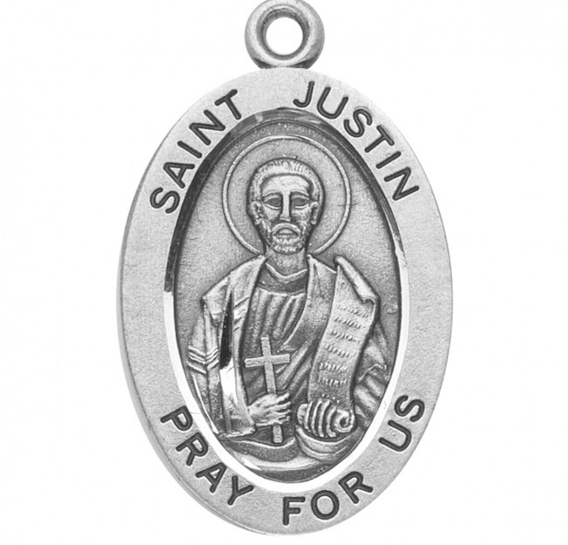 Saint Justin Oval Medal-pendant. | Etsy
