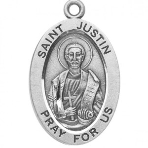 Saint Justin Oval Medal-pendant. - Etsy