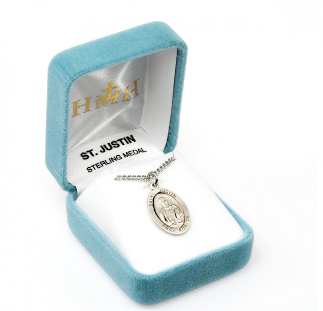 Saint Justin Oval Medal-pendant. - Etsy
