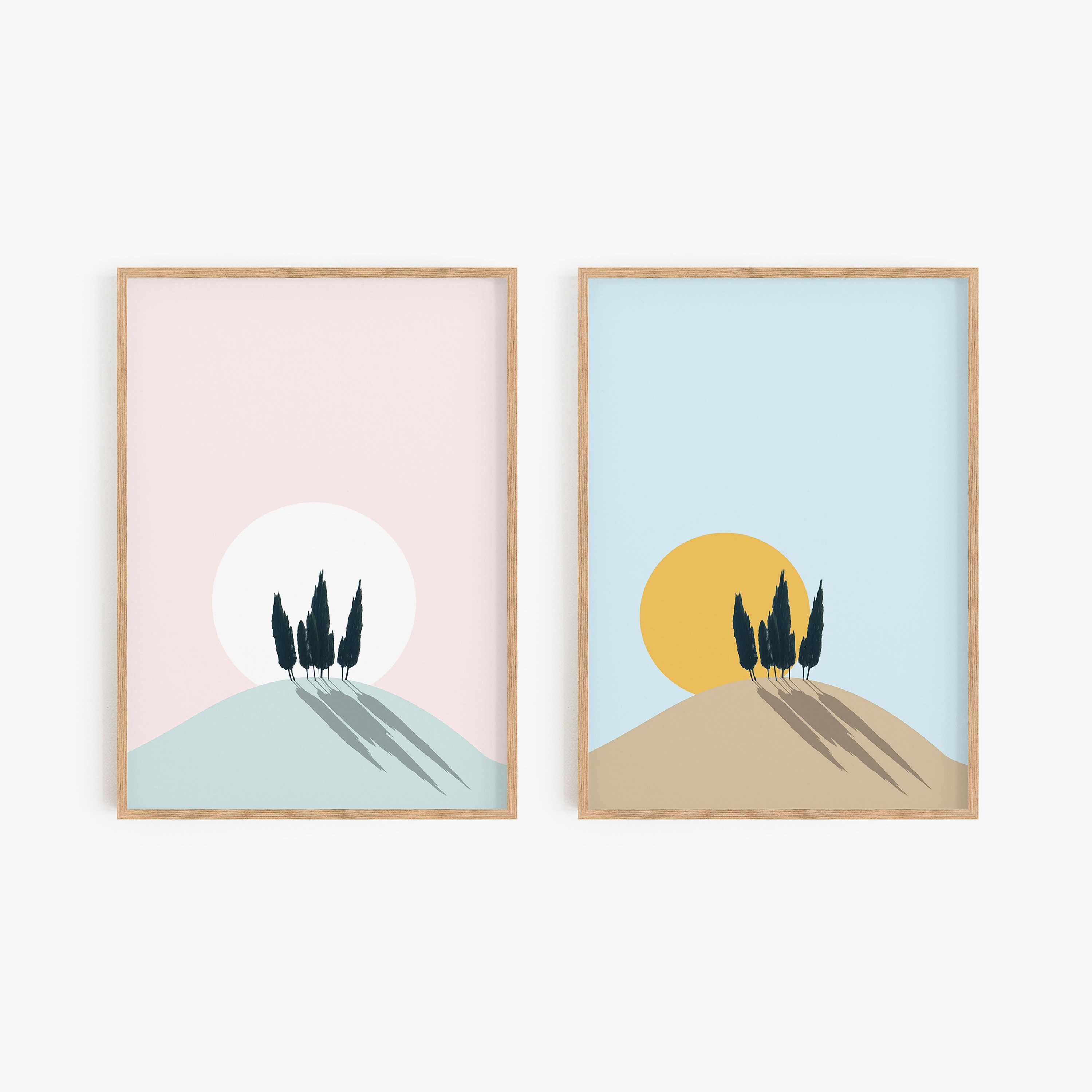 Tuscan Trees, Printable Modern Art, Pastel Home Decor, Tuscan Landsape ...