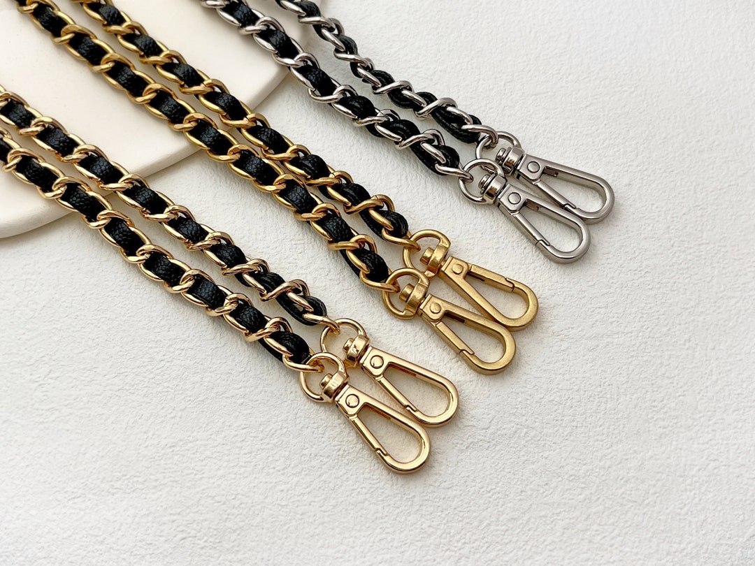 Metal Bag Chain With Leather Strap: Gold, Matte Gold, or Silver - Etsy