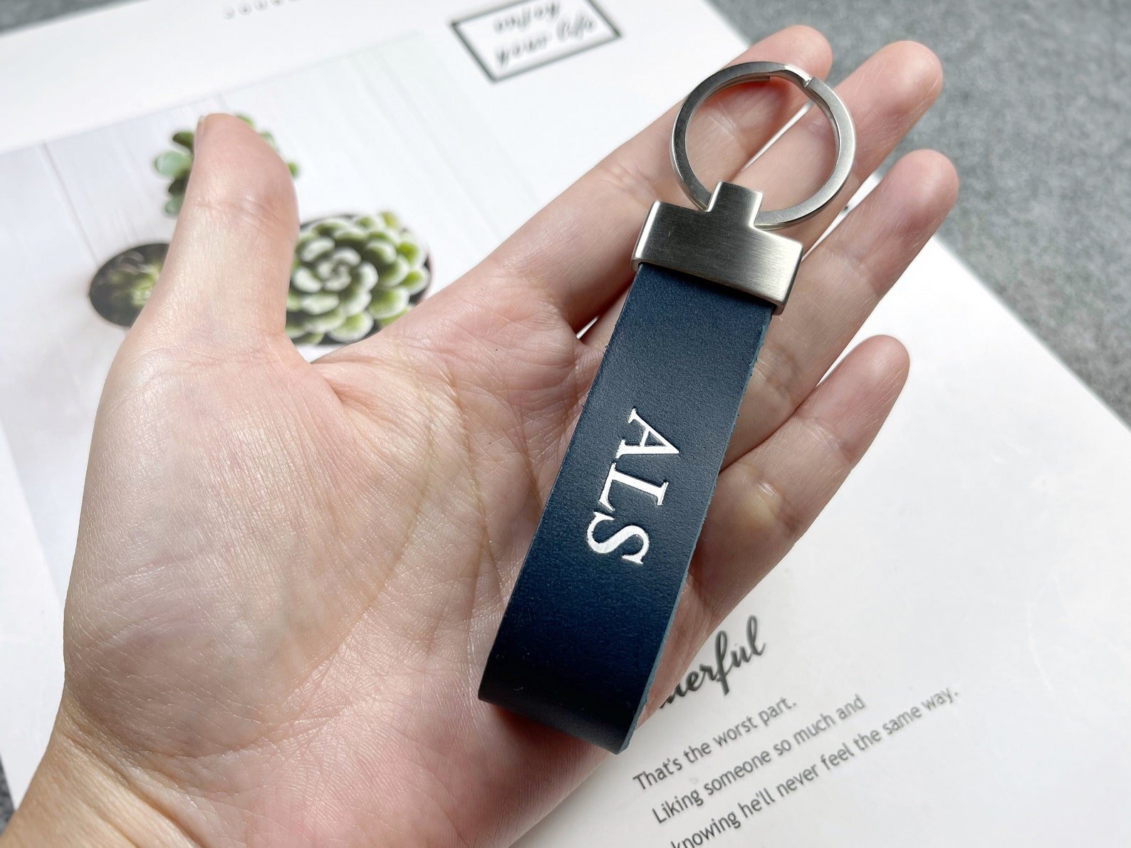 PERSONALISED LEATHER KEYCHAIN. Custom Leather Keychain. Logo - Etsy