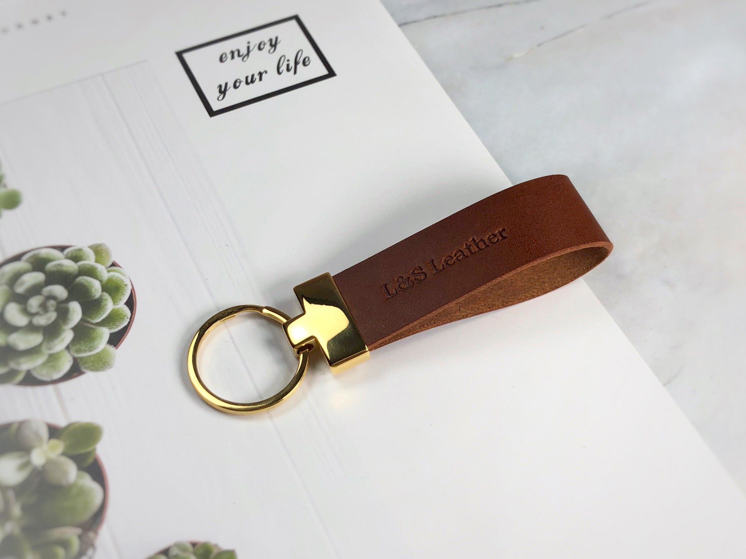 PERSONALISED LEATHER KEYCHAIN. Custom Leather Keychain. Logo - Etsy ...