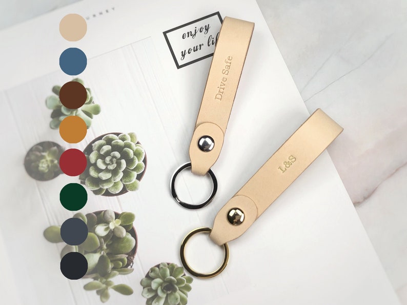 Custom Leather Keychain Drive Safe Keychain Keychain for | Etsy