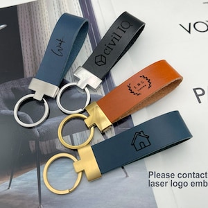 PERSONALISED LEATHER KEYCHAIN. Custom Leather Keychain. Logo Embossing ...