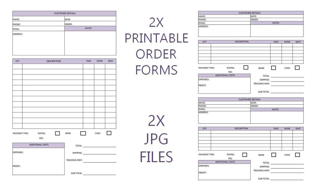 2x Printable Order Form DIGITAL DOWNLOAD - Etsy