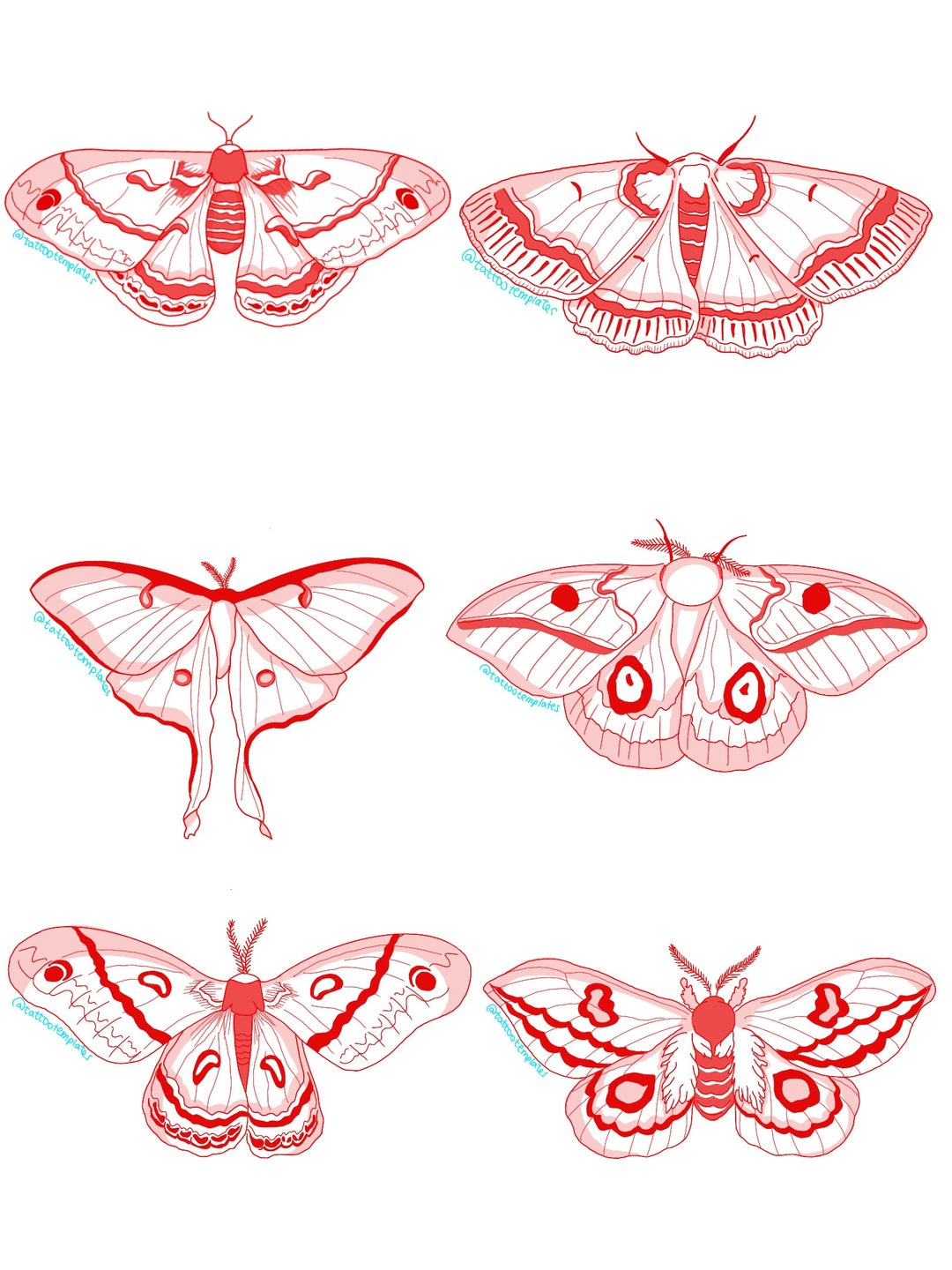 Red Ink Moth Tattoo Designs - Etsy