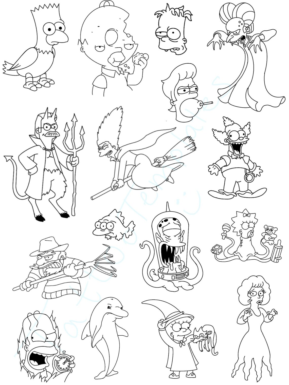 The Simpsons- Treehouse of Horror Tattoo Flash Sheet - Etsy
