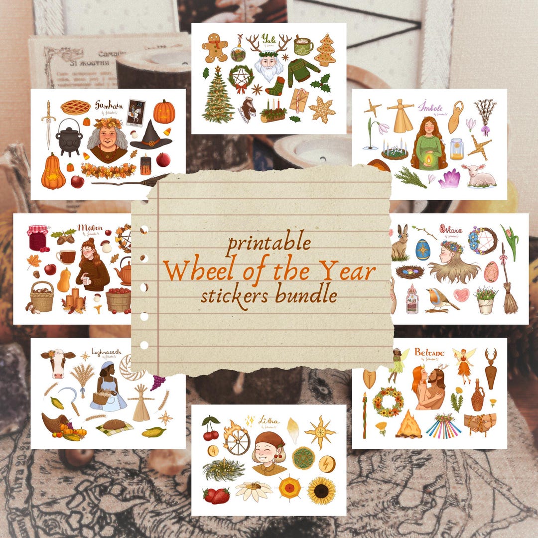 All 8 Wheel of the Year Printable Stickers: Seasonal Bundle for ...
