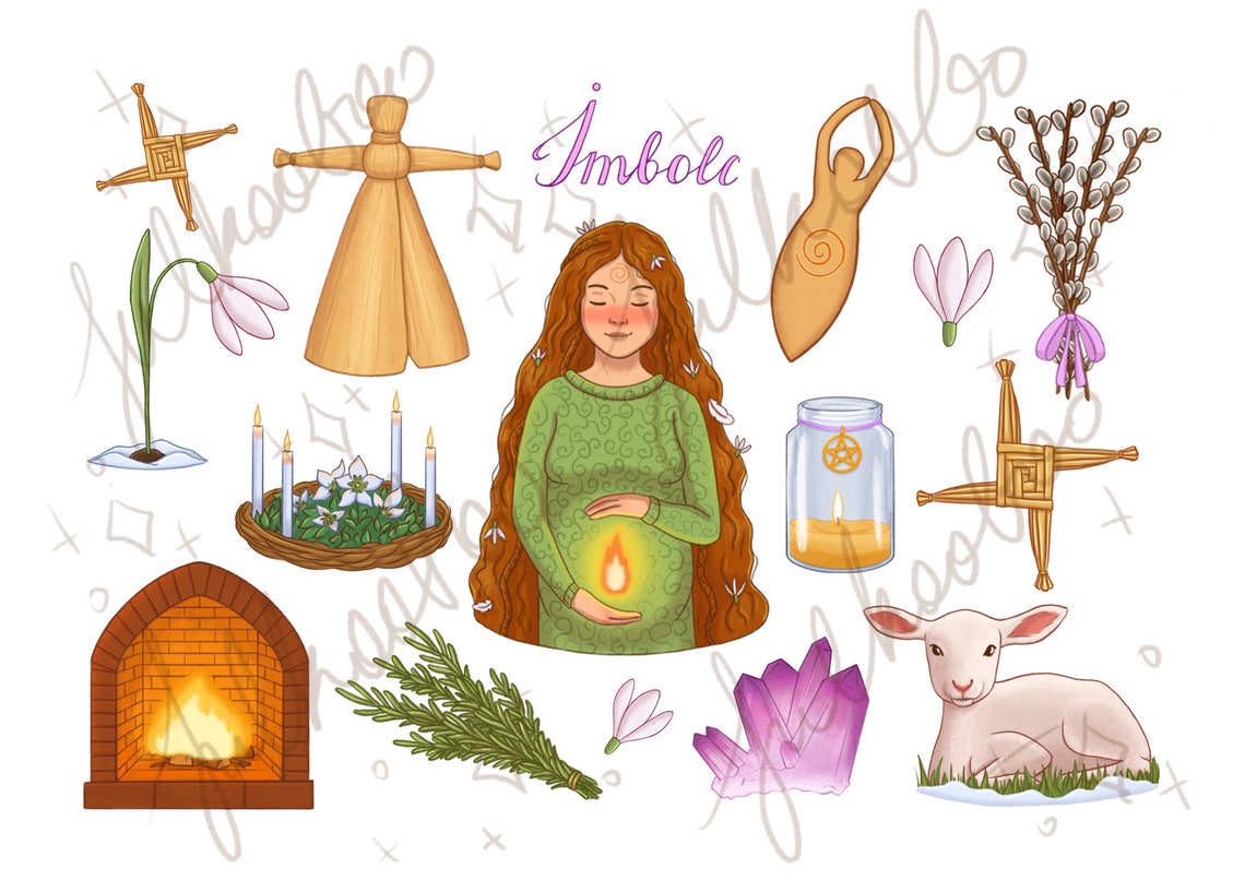 Imbolc Printable Planner Stickers instant Download, Wicca, Witchcraft ...