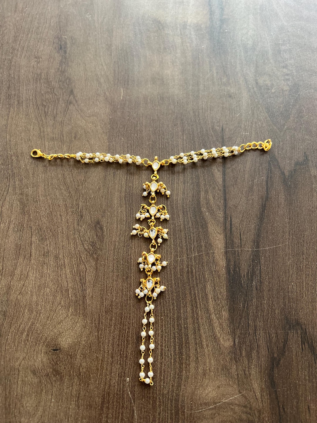 Kundan Bracelet/ Polki Haath Phool /hath Panja/ Adjustable Bracelet ...