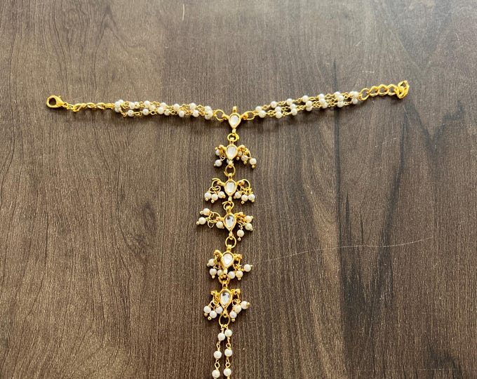 Gold Polki Hath Paan/bracelet/haath Phool/hathh Panja/finger Hand ...