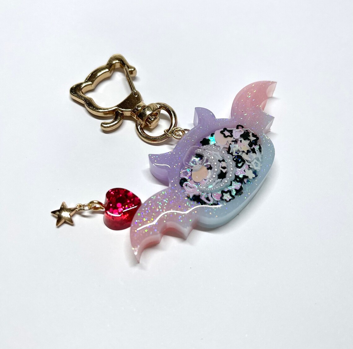 Pastel goth keychain sakura shaker charm resin shaker charm | Etsy