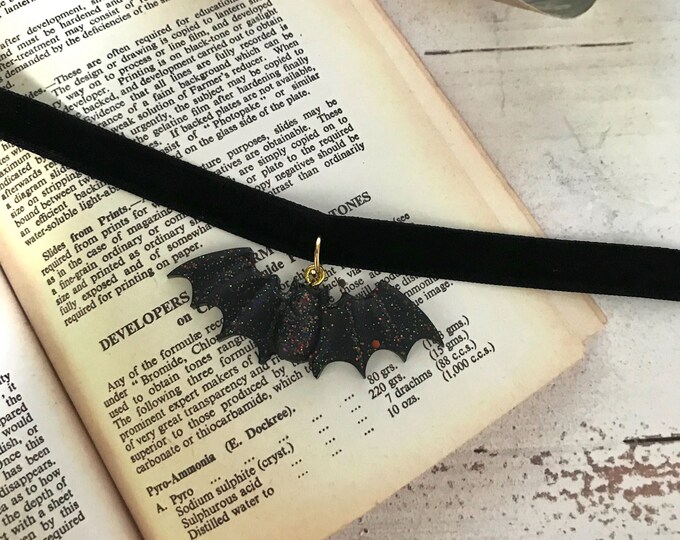 Bat Choker, Halloween Choker, Black Bat Necklace, Halloween Stuffers ...
