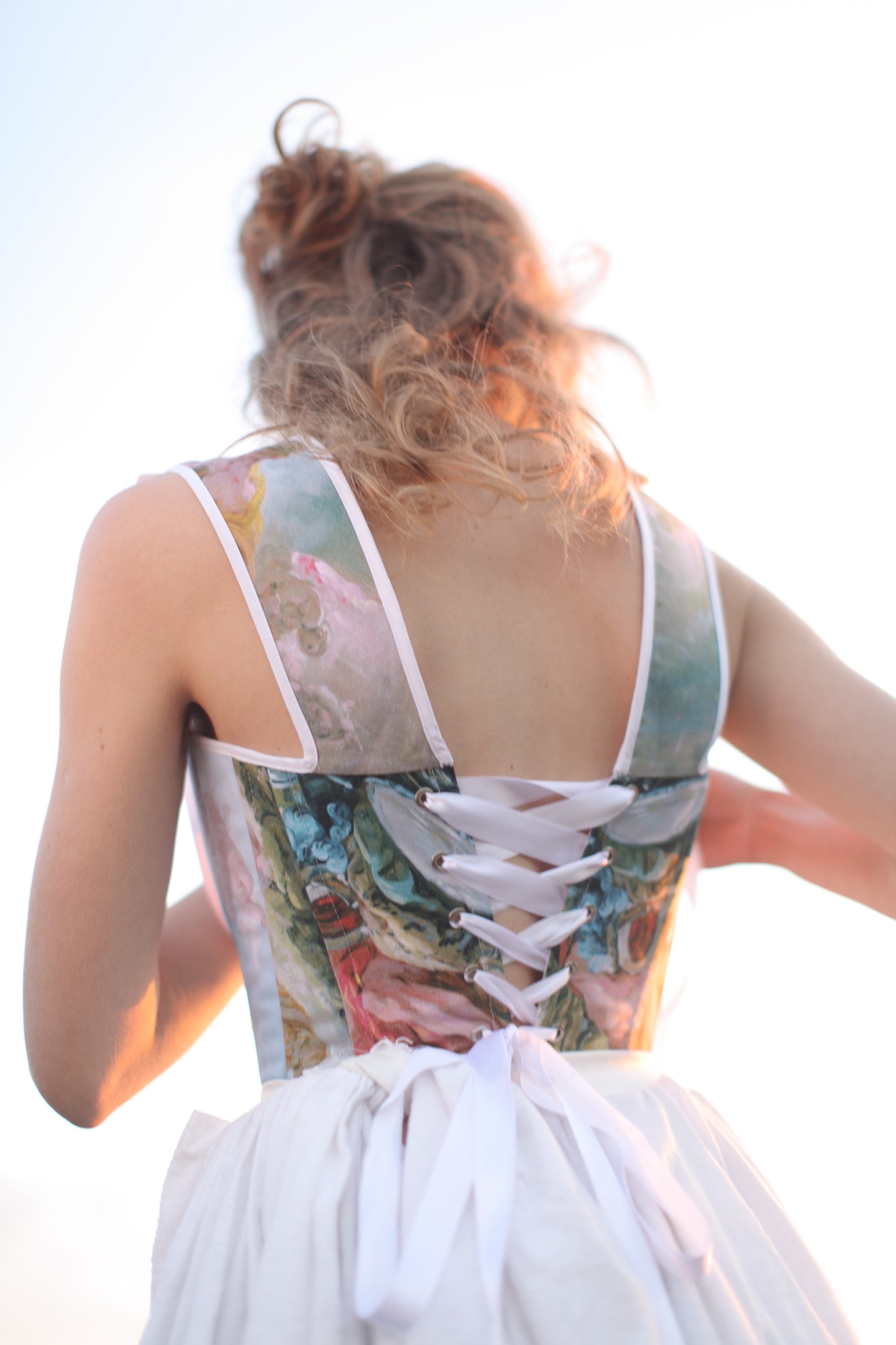Fabric Print Reversible Corset, 18 Th Century Corset, Renaissance ...