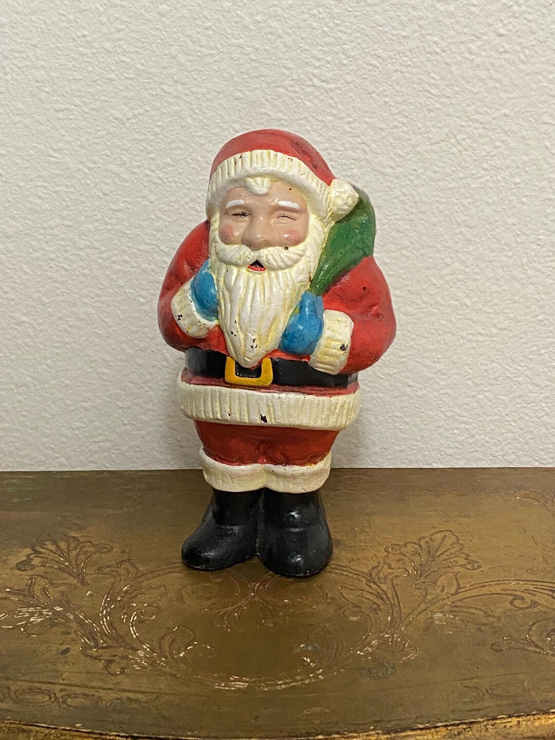 Hand Painted Cast Iron Antique Santa Claus Coin Bank - Etsy