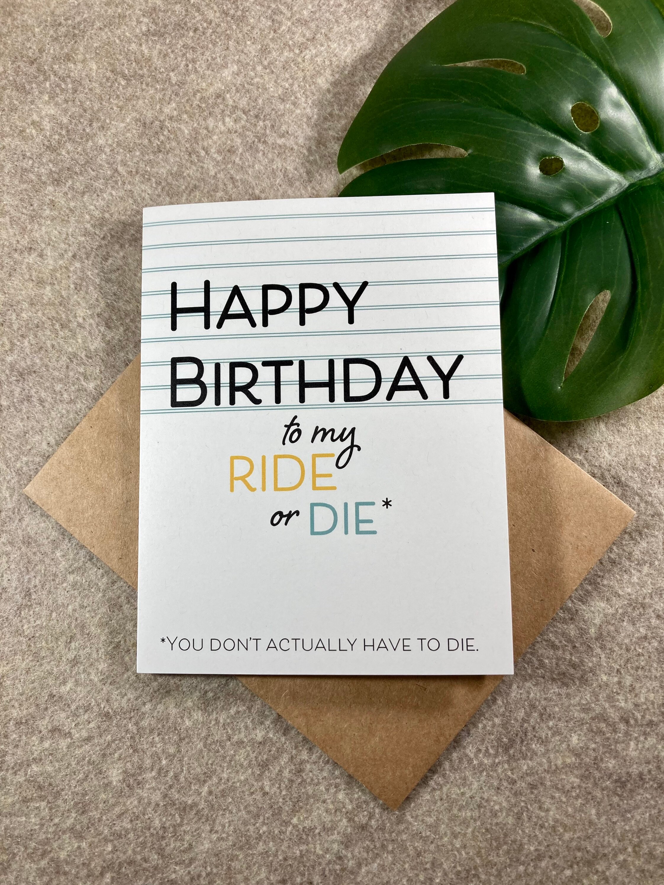 Happy Birthday to My Ride or Die / Birthday Card / Friendship Card ...