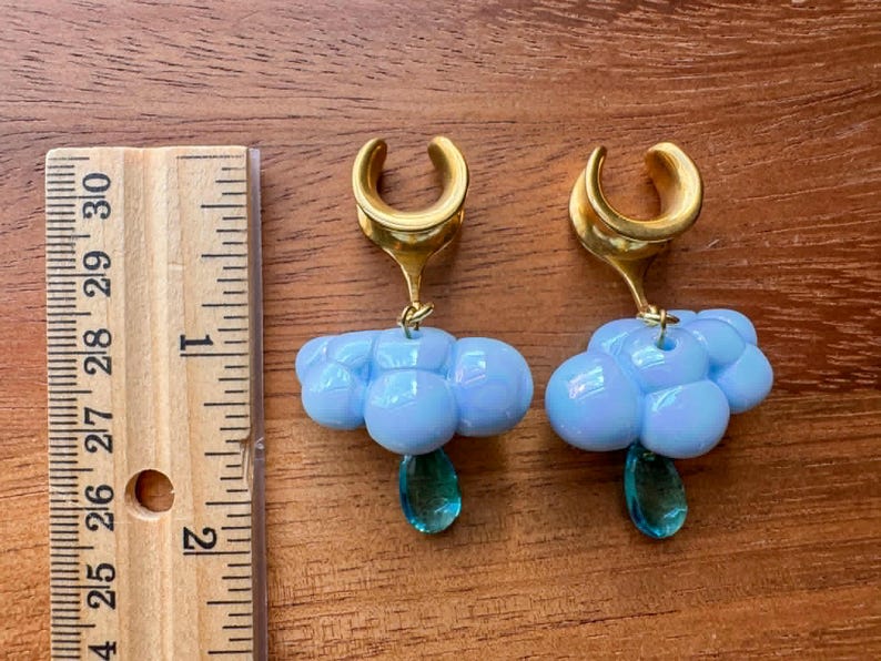2g (6mm) - 1 3/16 (30mm) Baby Blue & Gold Iridescent Raincloud Saddles ...