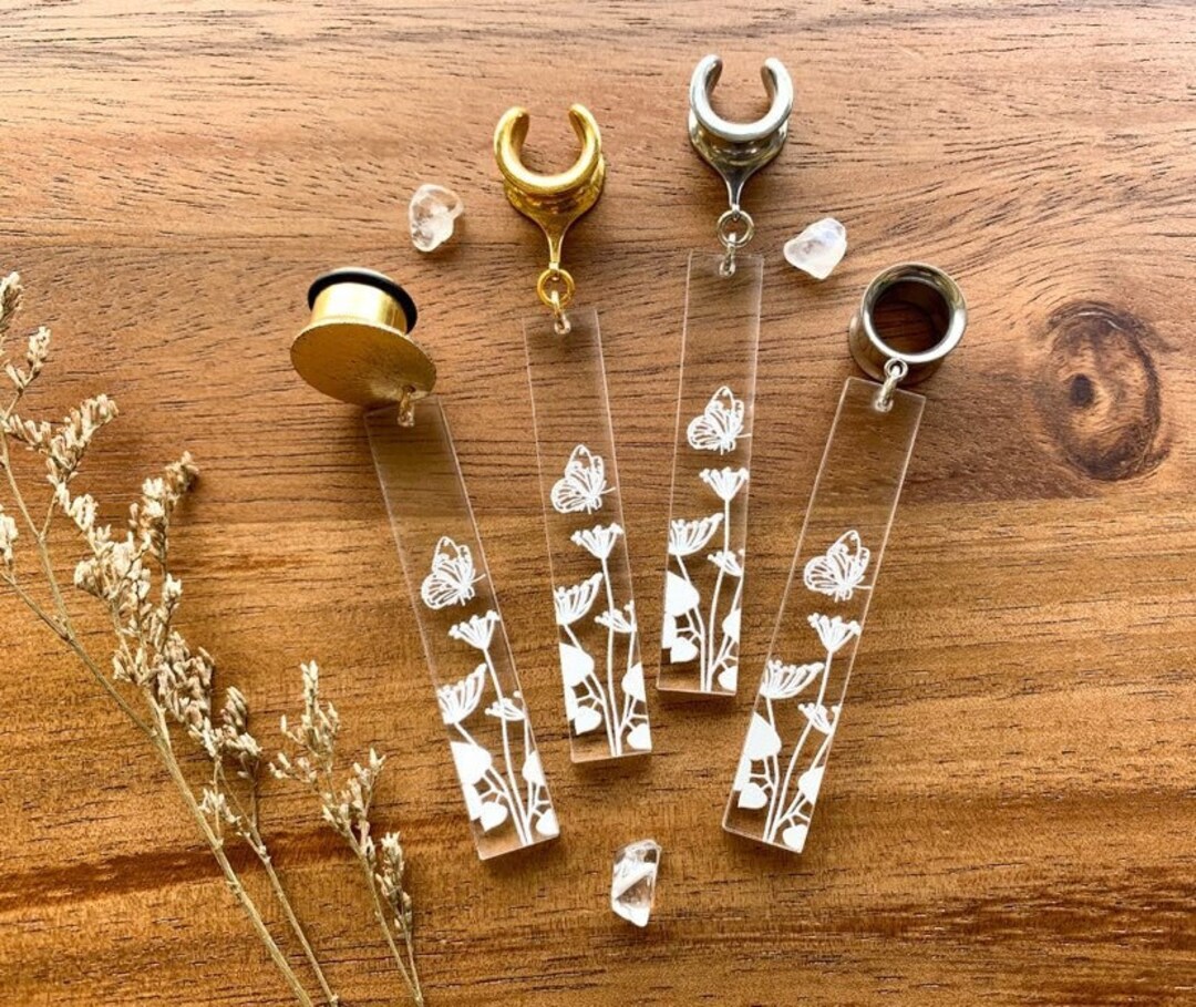 8g (3mm) - 1 3/16 (30mm) Clear Acrylic Butterfly Garden Drop Dangle ...