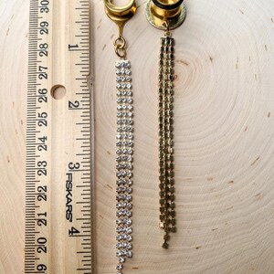 6g (4mm) - 1 3/16 (30mm) 18k Gold Rhinestone Tassels Lightweight Hoop ...