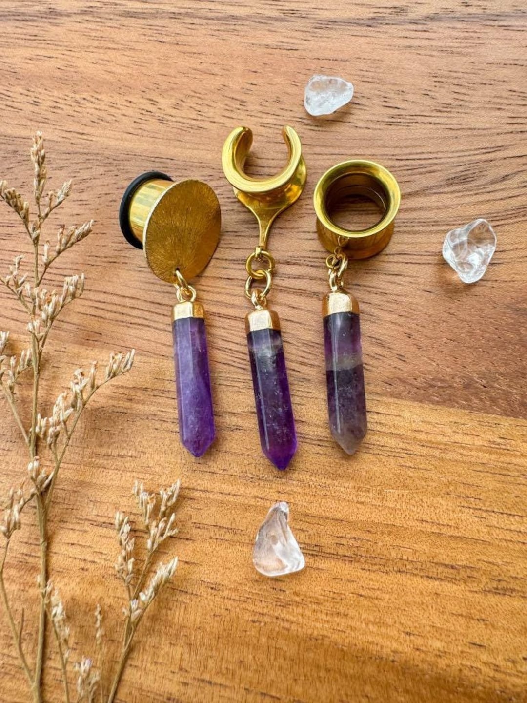 6g (4mm) - 1 3/16 (30mm) Amethyst Spike Saddles Drop Dangle Earrings ...