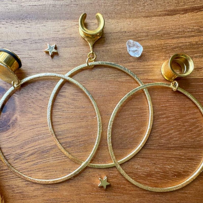 Gold Tunnel With Dangle - Etsy