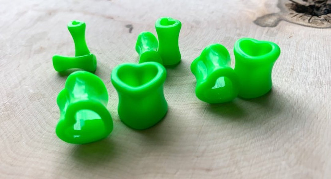 6g - 1/2' (12mm) 'lime Slime' Neon Green Acrylic Double Flare Plugs ...