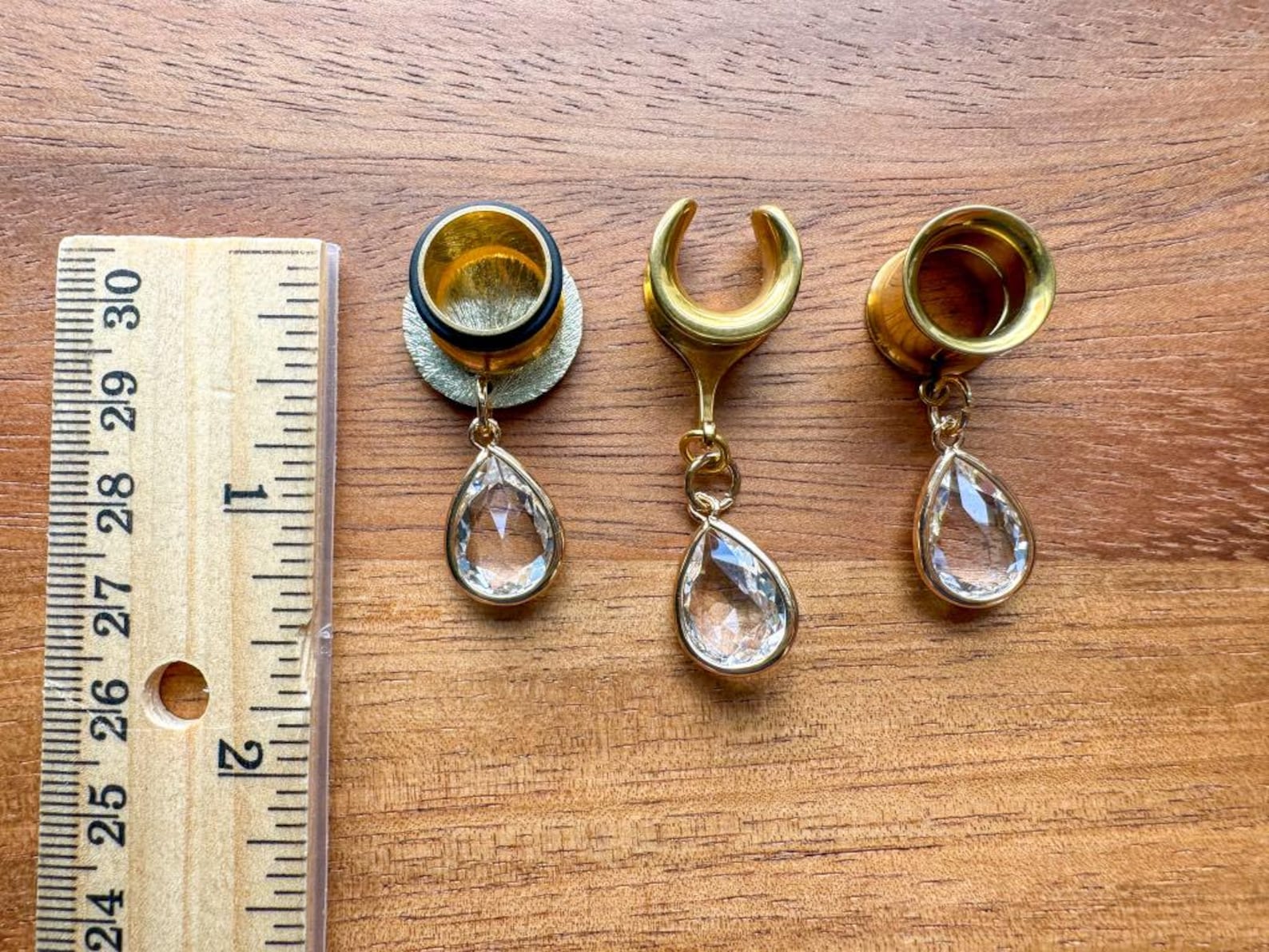 6g (4mm) - 1 3/16 (30mm) Mini Gold Clear Drops Hiders Saddles Dangle ...