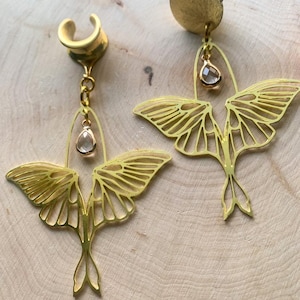 6g (4mm) - 1 3/16 (30mm) Gold Brass Moth With Clear Jewel Saddles ...