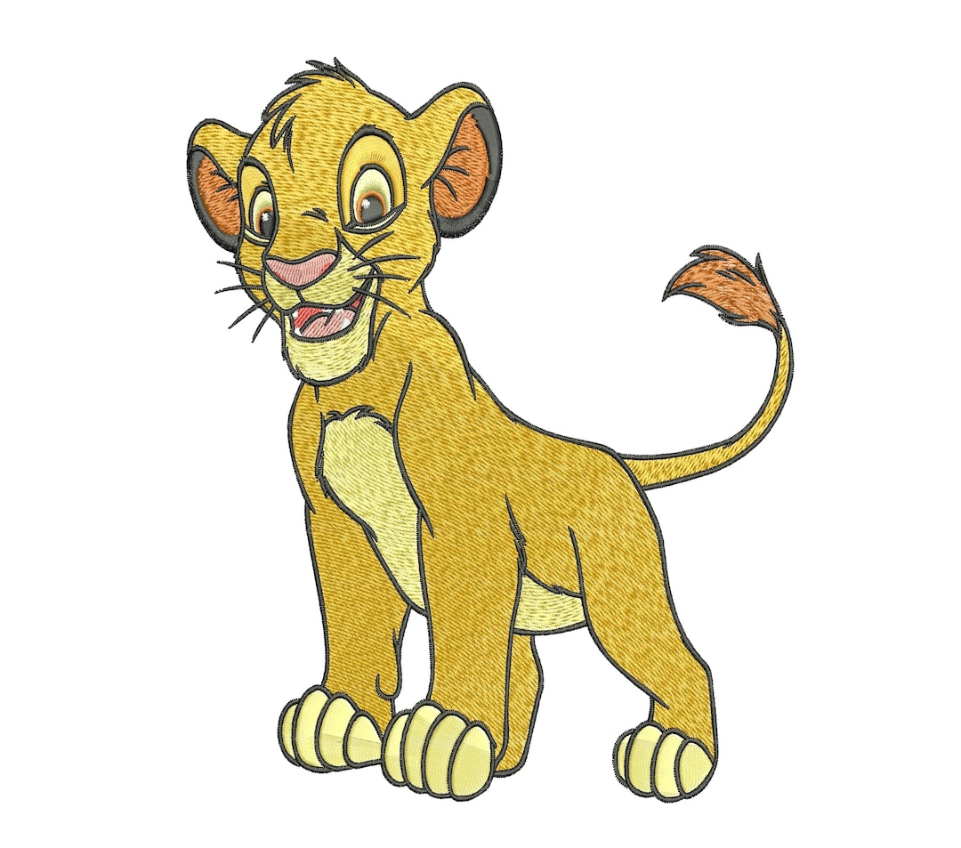 Machine Embroidery Design. Simba Standing Position. the Lion Cub King ...